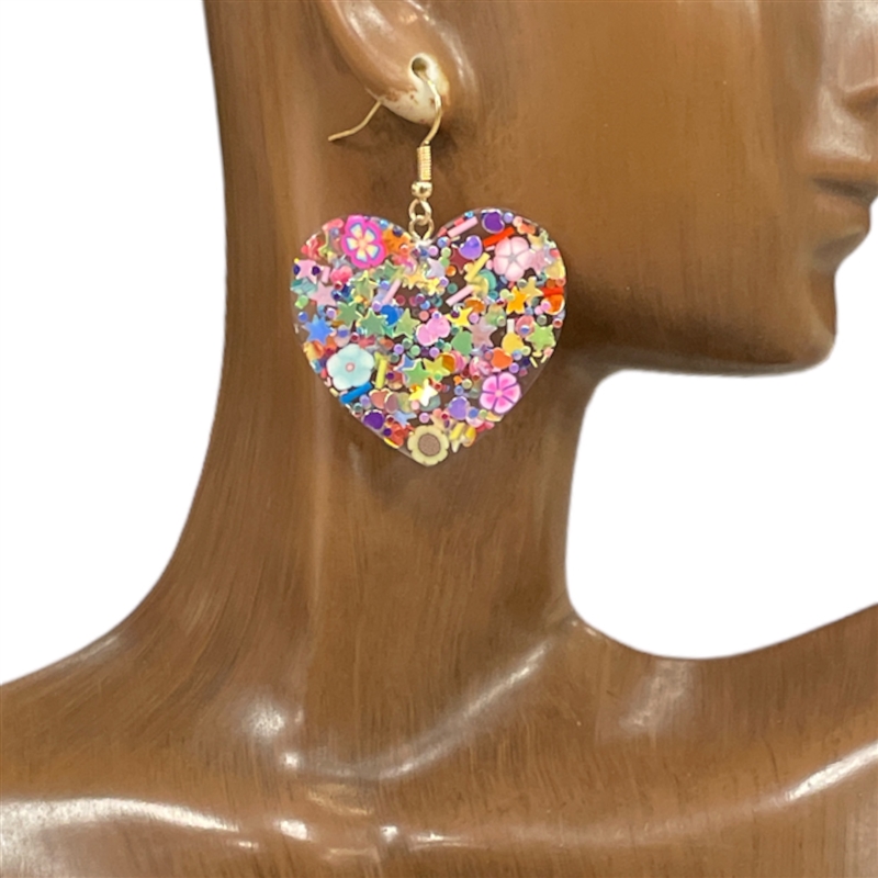 28450 MULTI COLOR HEART ACRYLIC EARRINGS
